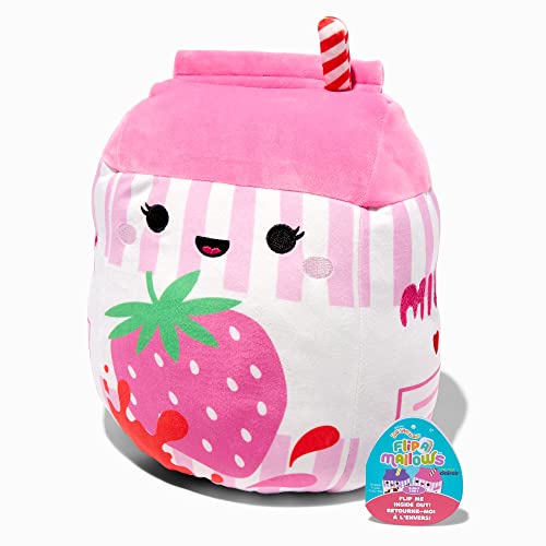 Claire's Exclusive Squishmallow 12 Inch FlipAMallow with Strawberry Milk and Blue Carton with Cow Stuffed Animal Toy