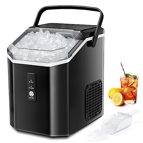 Xbeauty Nugget Ice Maker Countertop with Handle Up to 35lbs of Ice a Day,Self-Cleaning Nugget Ice Maker,Removable Ice Basket&Scoop for Home/Kitchen/Office/Party