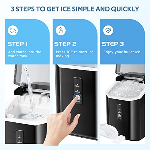 Xbeauty Nugget Ice Maker Countertop with Handle Up to 35lbs of Ice a Day,Self-Cleaning Nugget Ice Maker,Removable Ice Basket&Scoop for Home/Kitchen/Office/Party