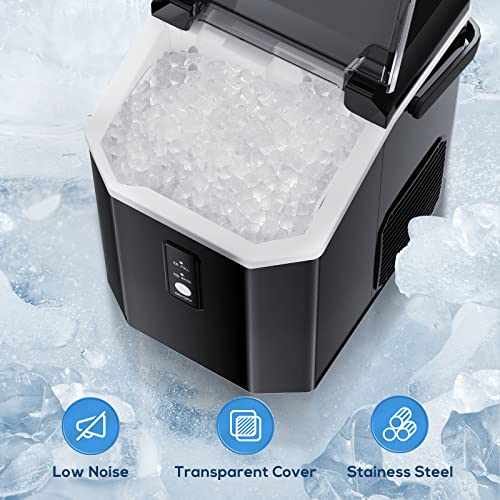 Xbeauty Nugget Ice Maker Countertop with Handle Up to 35lbs of Ice a Day,Self-Cleaning Nugget Ice Maker,Removable Ice Basket&Scoop for Home/Kitchen/Office/Party