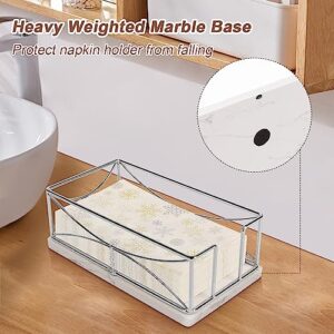 Livabber Guest Napkin Holder with Marble Base, Metal Bathroom Paper Hand Towel Storage Modern Napkin Tray Caddy for Countertop, Table Kitchen, Dinning Room (Chrome)