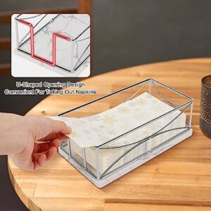 Livabber Guest Napkin Holder with Marble Base, Metal Bathroom Paper Hand Towel Storage Modern Napkin Tray Caddy for Countertop, Table Kitchen, Dinning Room (Chrome)