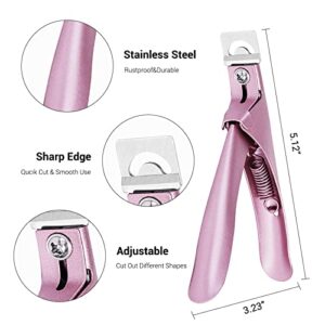 MelodySusie Acrylic Nail Clippers, Professional Nail Clippers Cutters for Acrylic Nails Fake Nail Tips, Adjustable Stainless Nail Trimmer, Manicure Tool for Salon Home Nail Art (Rose Gold)