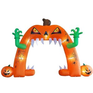 Juegoal Halloween Decorations 13 FT(L) x 10 FT(H) Inflatable Lighted Pumpkin Archway, Giant Jack-O-Lantern Lawn Arch with Build-in LED, Animated Halloween Yard Prop, Outdoor Holiday Blow up Decor