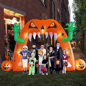 Juegoal Halloween Decorations 13 FT(L) x 10 FT(H) Inflatable Lighted Pumpkin Archway, Giant Jack-O-Lantern Lawn Arch with Build-in LED, Animated Halloween Yard Prop, Outdoor Holiday Blow up Decor