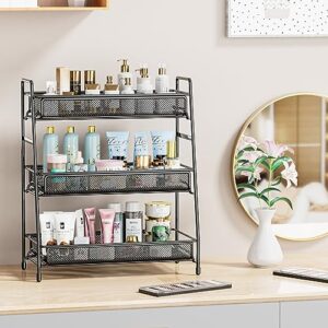 EKNITEY Bathroom Countertop Organizer Rack - 3 Tier Counter Spice Rack Metal Makeup Rack Small Perfume Vanity Organizer for Sink/Bedroom/Living room/Kitchen/Office