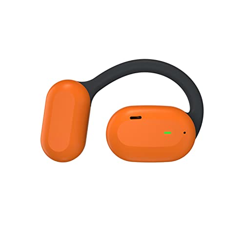 CHUYI Single Open Ear Air Conduction Headphones [Only Right Ear], Ultra-Light Wireless Bluetooth 5.2 Noise Cancelling Earphone with Earhooks, Sports Business Headset with 16hrs Play Time (Orange)