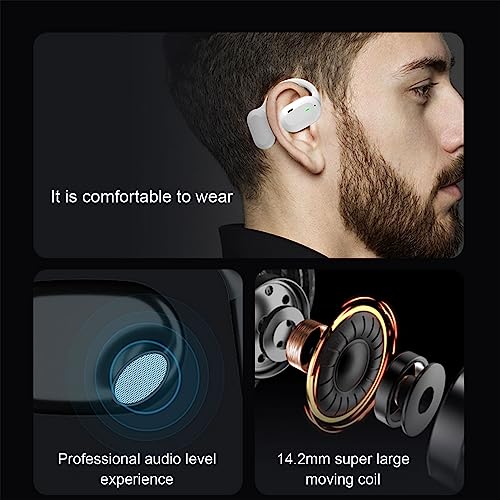 CHUYI Single Open Ear Air Conduction Headphones [Only Right Ear], Ultra-Light Wireless Bluetooth 5.2 Noise Cancelling Earphone with Earhooks, Sports Business Headset with 16hrs Play Time (Orange)