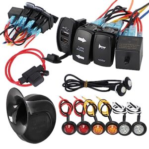 motoqueen turn signal kit with horn 105d and usb, utv street legal kit with rocker switch plug & play utv street legal kit for polaris rzr ranger sxs dirt bike can-am golf cart beach cart