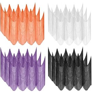 halatool 12 pack halloween creepy cloth - 30 x 90 inch creepy and spooky halloween decorations for halloween party supplies outdoor yard home wall decor（3 black, 3 white, 3 purple, 3 orange）