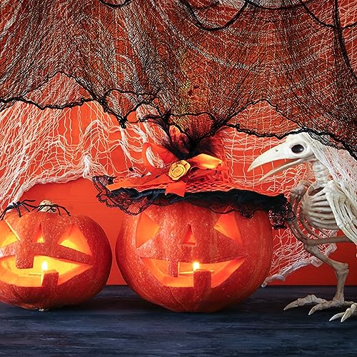 Halatool 12 Pack Halloween Creepy Cloth - 30 x 90 Inch Creepy and Spooky Halloween Decorations for Halloween Party Supplies Outdoor Yard Home Wall Decor（3 Black, 3 White, 3 Purple, 3 Orange）