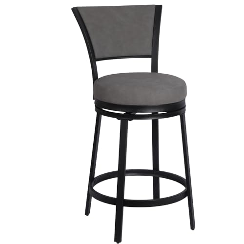 FLYZC Swivel Bar Stools with Back, Grey