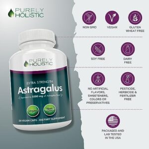 Astragalus Capsules 5,000 mg - 250 Capsules, 8+ Month Supply - Superior Strength Astragalus Root Extract 20:1 - Non GMO, Vegetarian & Vegan Friendly - Supports the Immune System & Cardiovascular