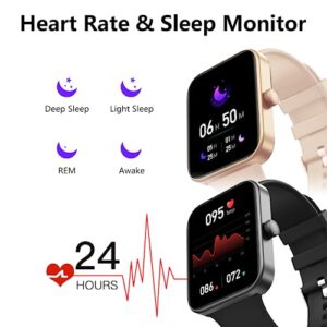 Smart Watch (Answer/Dial Call),1.81" Touch Smart Watch with Heart Rate & Sleep Monitor,Fitness Tracker with SpO2/Sleep Monitor,Voice Assistant,Music and More,Smartwatch for iPhone iOS Android(gold)