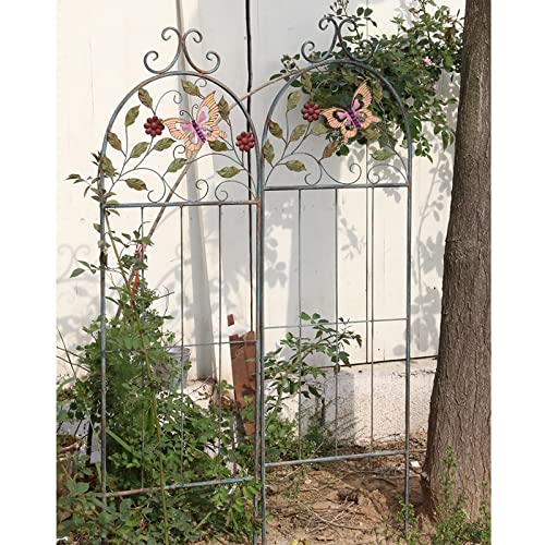 HZSCL Beautiful Retro Style Metal Fence Trellis, Garden Trellises for Climbing Plants, 53 Inch Tall, Gardening Vines Plant Support for Flower Rose Climbing