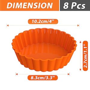 Webake Silicone Mini Tart Pan 4 Inch Non-stick Mini Quiche Molds Small Pie Baking Pan Tart Molds for Baking, Pack of 8