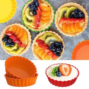 Webake Silicone Mini Tart Pan 4 Inch Non-stick Mini Quiche Molds Small Pie Baking Pan Tart Molds for Baking, Pack of 8