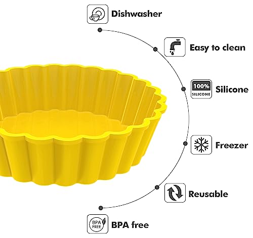 Webake Silicone Mini Tart Pan 4 Inch Non-stick Mini Quiche Molds Small Pie Baking Pan Tart Molds for Baking, Pack of 8