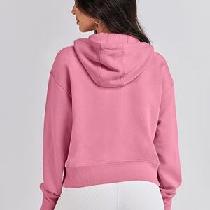 Caracilia Women's Full Zip Up Hoodies Cropped Drawstring Sweatshirts Teen Girl Cute Y2K Lightweight Preppy Pink Hooded Casual Preppy Jackets 2023 Fall Winter Fashion Clothes C114A8-yanfen-XL