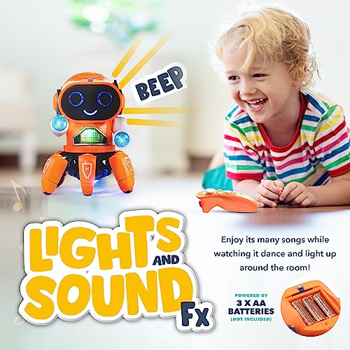 Bot Pioneer Dancing Robot Toy with Flashing Lights & Sound Effects - Kids RC Remote Control Robot with Moving Arms & Legs - Desk Robot Toys for Kids 3 4 5 6 7 8 - Birthday Gifts for Boys & Girls