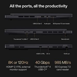 ASUS 2023 ProArt StudioBook 16 OLED Laptop, 16” 3.2K OLED Touch Display, Intel Core i9-13980HX CPU, Nvidia GeForce RTX 4060 GPU, 16GB DDR5 RAM, 1TB SSD, Windows 11 Home, H7604JV-PS94T, Mineral Black