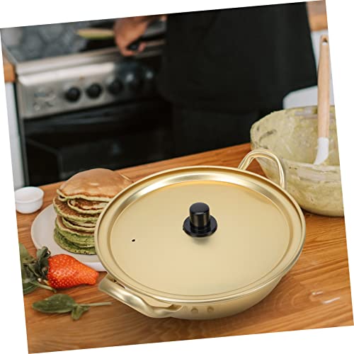 Pan with Lid 1pc Korean Ramen Pot Metal Cooking Utensils Korean Pots for Cooking Korean Yellow Aluminum Pot Stock Pot with Lid Butter Melting Pot Aluminum Noodle Pot Soup Pot