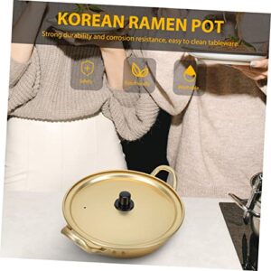 Pan with Lid 1pc Korean Ramen Pot Metal Cooking Utensils Korean Pots for Cooking Korean Yellow Aluminum Pot Stock Pot with Lid Butter Melting Pot Aluminum Noodle Pot Soup Pot