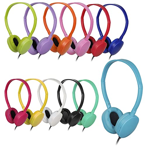 OSSZIT Kids Headphone Bulk 24 Pack Multi Color for Classroom School,Wholesale Durable Earphones Class Set for Students Teens Children and Adult 12 Colourful (24 Mixed)