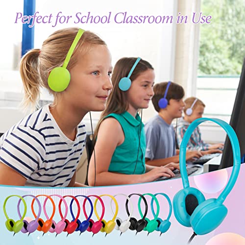 OSSZIT Kids Headphone Bulk 24 Pack Multi Color for Classroom School,Wholesale Durable Earphones Class Set for Students Teens Children and Adult 12 Colourful (24 Mixed)