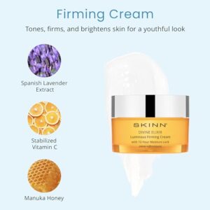 SKINN Luminous Facial Oil and Face Firming Cream Set - Anti-Aging Skin Care Duo to Reduce Fine Lines, Wrinkles & Strengthen Skins Barrier with Vitamin C & Manuka Honey