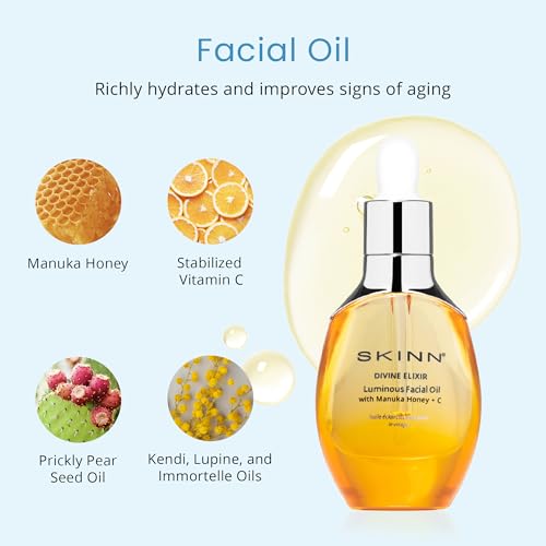 SKINN Luminous Facial Oil and Face Firming Cream Set - Anti-Aging Skin Care Duo to Reduce Fine Lines, Wrinkles & Strengthen Skins Barrier with Vitamin C & Manuka Honey