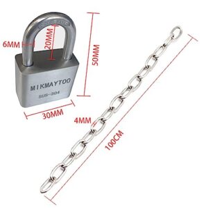 Bike Chain Lock,304 Stainless Steel raw Materials. No Rust, Corrosion Resistance, Premium Case-Hardened Security Chain for Motorcycles, Bike, Generator, Gates,Outdoor Furniture (40 INCH Chain Lock)