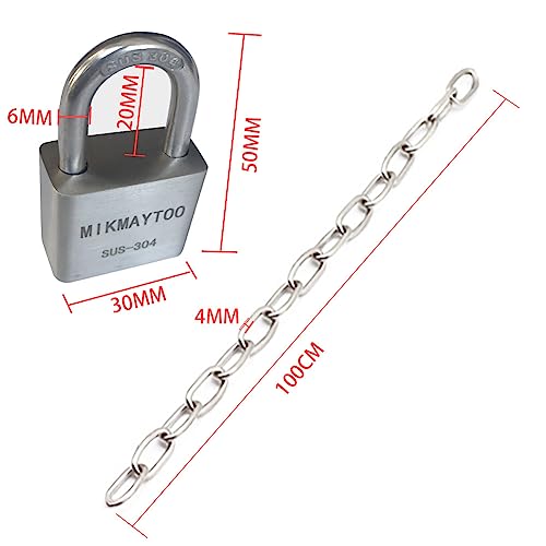 Bike Chain Lock,304 Stainless Steel raw Materials. No Rust, Corrosion Resistance, Premium Case-Hardened Security Chain for Motorcycles, Bike, Generator, Gates,Outdoor Furniture (40 INCH Chain Lock)