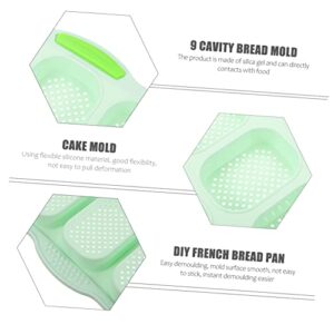 UPKOCH 9 Cake Mold Mini Baking Pans Para Chocolate De Brownies Brownie Making Cupcake Tray Muffin Tray French Bread Mold 9 Cavity Loaf Mold Baking Mold Green Bakeware Oven