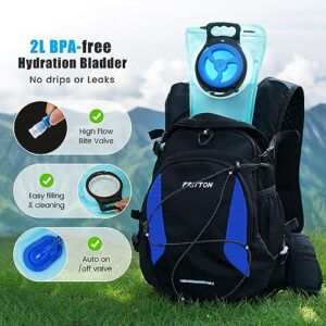 Hydration Backpack, Hydration Pack with 2L Water Bladder, Lightweight Insulated Hiking Backpack with Water Bladder, FRITTON High Flow Bite Valve Hydration Bladder for Hiking Running Cycling