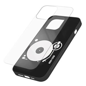 Headphones Record Disc Platter Disk Dj Play Vinyl Tempered Glass Case Compatible with iPhone13 Pro and 13 Pro Max White