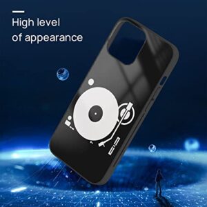 Headphones Record Disc Platter Disk Dj Play Vinyl Tempered Glass Case Compatible with iPhone13 Pro and 13 Pro Max White