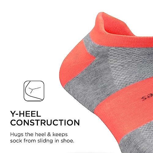 Feetures High Performance Cushion No Show Tab - Running Socks for Men and Women - Athletic Ankle Socks - Moisture Wicking - Medium, Collide Coral