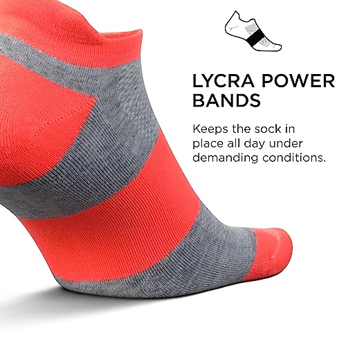 Feetures High Performance Cushion No Show Tab - Running Socks for Men and Women - Athletic Ankle Socks - Moisture Wicking - Medium, Collide Coral