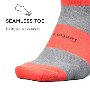 Feetures High Performance Cushion No Show Tab - Running Socks for Men and Women - Athletic Ankle Socks - Moisture Wicking - Medium, Collide Coral