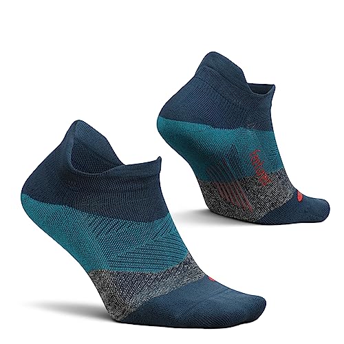 Feetures Elite Light Cushion No Show Tab - Running Socks for Men & Women - Athletic Compression Socks - Moisture Wicking - Medium, Trek Teal