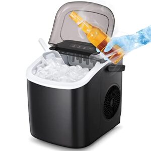 xbeauty ice makers countertop,protable ice maker machine with self-cleaning, 26lbs/24h,9 ice cubes/8 mins, ice scoop, and basket for home/kitchen/office/party-black