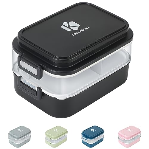 TWOKIWI Bento Box Adult Lunch Box – Lunch Containers for Adults – 7 Cup Bento Lunch Box with 6 Compartments & Spork, Microwave,Dishwasher & Freezer Safe