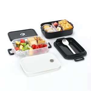 TWOKIWI Bento Box Adult Lunch Box – Lunch Containers for Adults – 7 Cup Bento Lunch Box with 6 Compartments & Spork, Microwave,Dishwasher & Freezer Safe