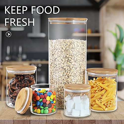 umieo 50oz (1400ml) Glass Jar with Lid Airtight Food Storage Container Bamboo Large Clear Canisters Hold Coffee Beans Candy Nuts Sugar