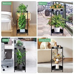 Extra Wide 12"Plant Stand,Extra High 31.5" Tall 2 Tiers Plant Stand, Plant Stand Indoor Outdoor,Metal Heavy Duty Potted Holder Rack,Flower Pot Corner Display Rustproof Iron Shelf for Home Garden Office -Black