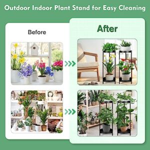 Extra Wide 12"Plant Stand,Extra High 31.5" Tall 2 Tiers Plant Stand, Plant Stand Indoor Outdoor,Metal Heavy Duty Potted Holder Rack,Flower Pot Corner Display Rustproof Iron Shelf for Home Garden Office -Black