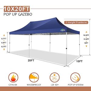 COBIZI Canopy 10x20 Pop up Canopy Gazebo 2.0, Outdoor Canopy Tent with 6 Removable Sidewalls, Easy up Sun Shade UV Blocking Waterproof Outdoor Tent for Backyard, Parties,Wedding,Birthday,BBQ, Blue