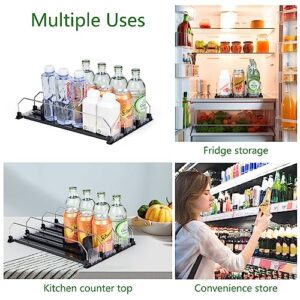 XSUPER Soda Can Organizer for Refrigerator, Self-Pushing Drink Organizer for Fridge, Width Adjustable Drink Dispenser for Fridge Holds Up to 15 Cans, Beverage Water Beer Storage for Kitchen Pantry