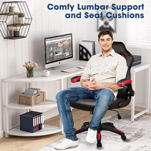 Ollega Video Game Chairs, Black Gamer Chairs for Adults, Computer Gaming Chairs for Teens, Racing Style Ergonomic Office Chair flip-up Arms and Lumbar Support, PU Leather Computer Chair 330 lbs